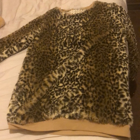 Sweaters | Furry Sweater With Cheetah Print | Poshmark